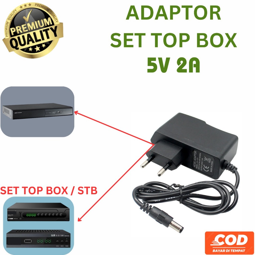 Jual Adaptor Set Top Box / STB 5V 2A / 5V 1A Power Adaptor LED Modem Router 5V 2 ampere xitey ...