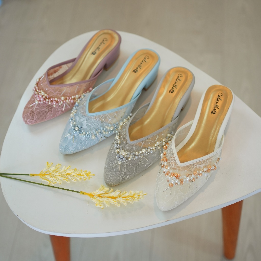 Jual Deu_Calantha Sepatu Pesta Wanita Wedding Shoes Selop Berpayet ...