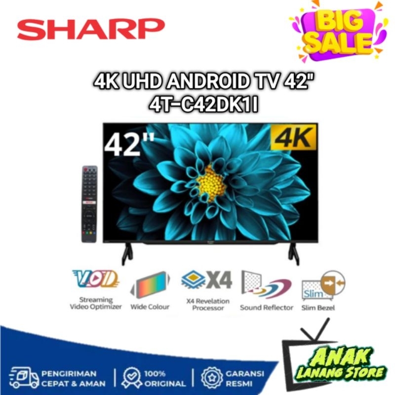 Jual SHARP 4T-C42DK1I LED TV 42 INCH 4K UHD ANDROID TV DIGITAL 4TC42DK1I | Shopee Indonesia