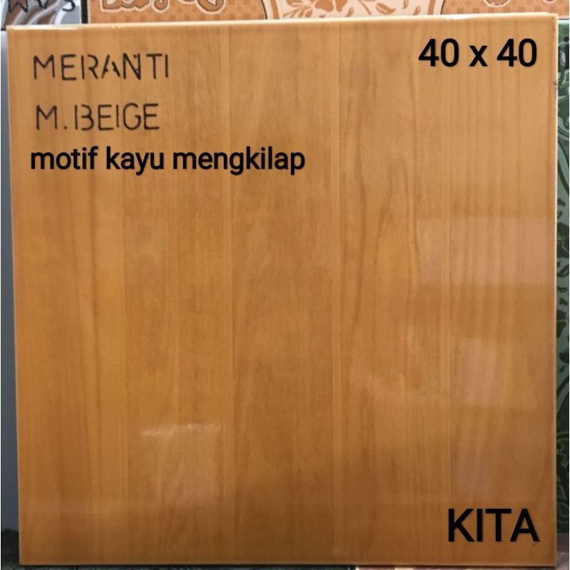 Jual Keramik lantai 40x40 corak kayu kilat tekstur glossy wooden ...