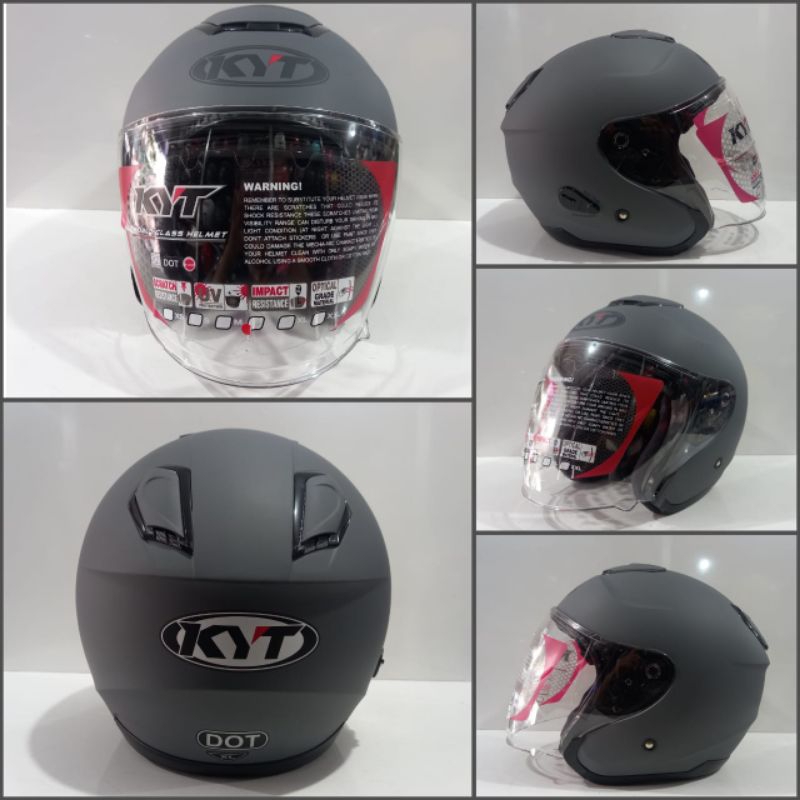 Jual HELM HALF FACE KYT KYOTO SOLID ABU GORILA DOFT | Shopee Indonesia