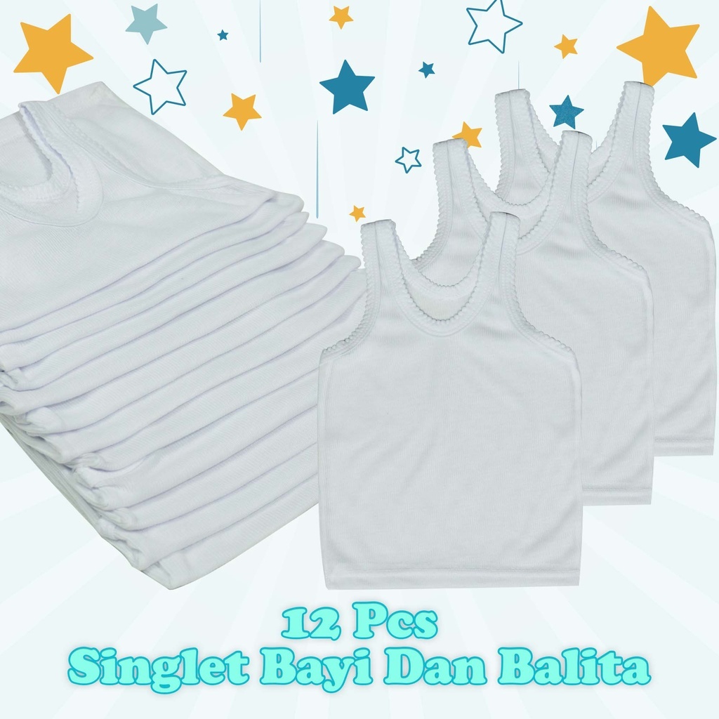 Jual NAJWA - (GROSIR) PAKET 12 PCS / 1 LUSIN Singlet Bayi Balita Polos ...