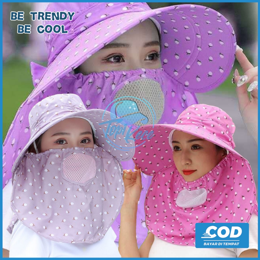 Jual Topi Pantai Wanita Model Cadar Lebar Visor Lipat Anti UV Motif ...