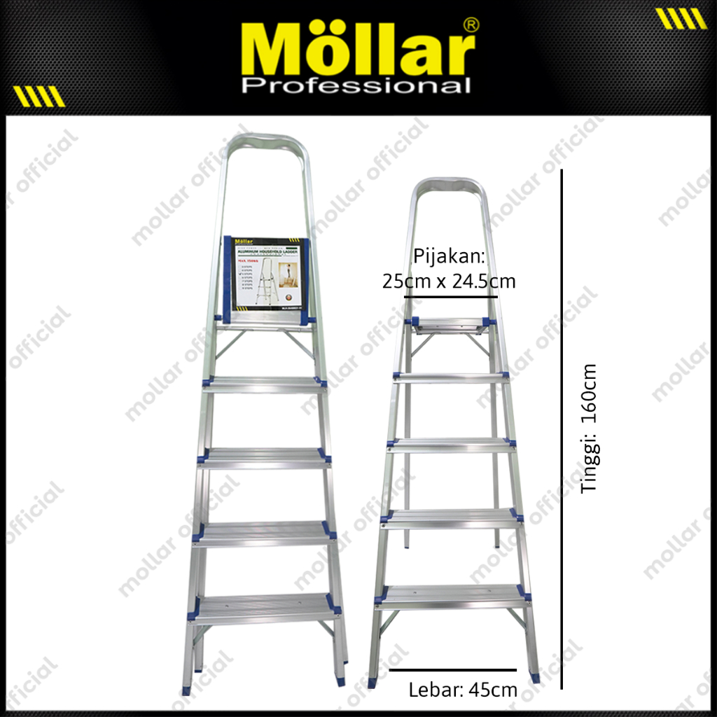 Jual MOLLAR 91 Tangga Lipat Rumah 5 Step Aluminium Tingkat Household ...
