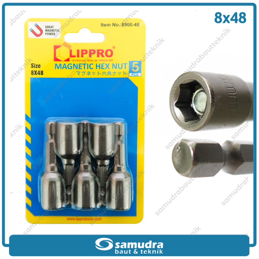 Jual Kunci Mata Bor Baut Roofing LIPPRO Set 5 pcs 8 x 48 Magnetic Hex ...