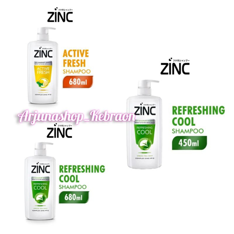 Jual ZINC Shampoo Jumbo Pump Refreshing Cool / Active Fresh 680ml ...