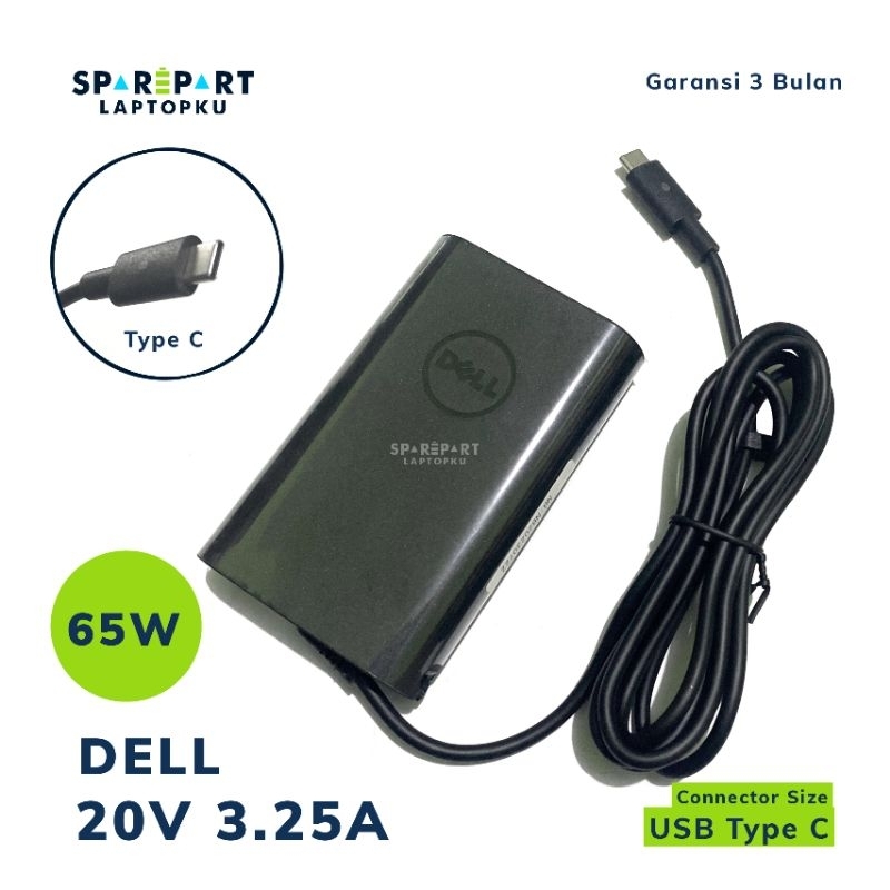 Jual Adaptor Charger Laptop Dell Type C 65Watt 20v 3.25a Original ...