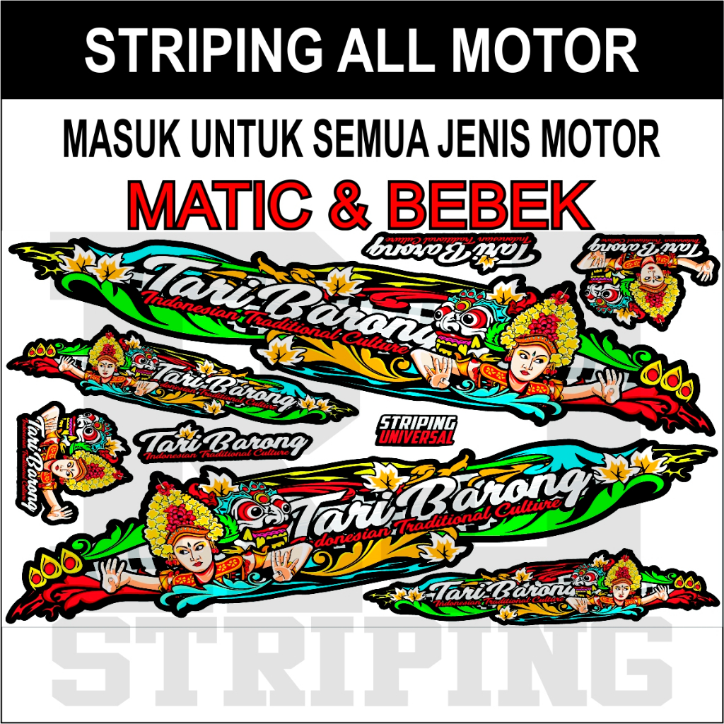 Jual STIKER STRIPING MOTOR ALL MATIC MOTIF TARI BARONG / UNIVERSAL ...