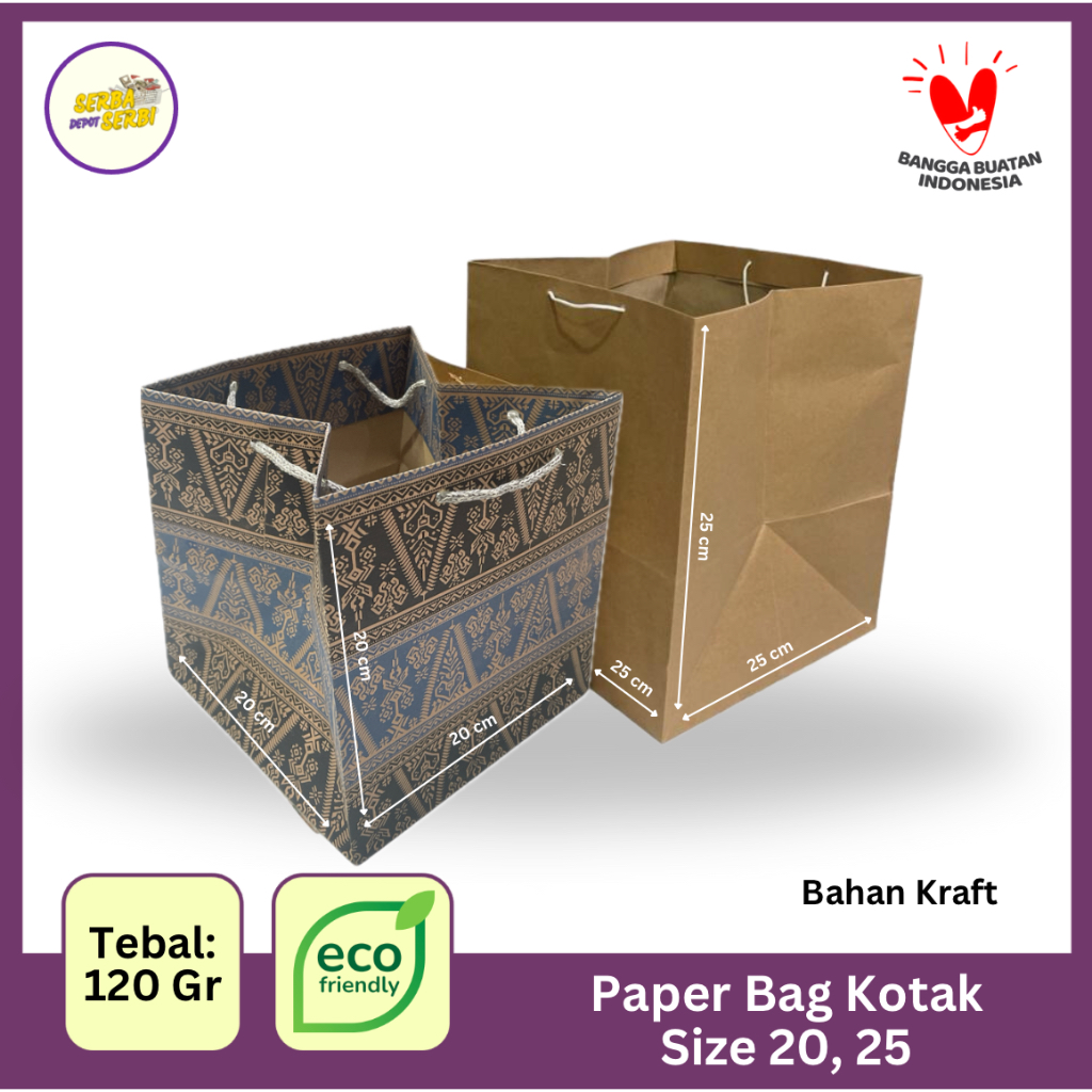 Jual Paper Bag Kotak Tas Hajatan Kertas Coklat Motif Batik 125 Gr Tebal ...