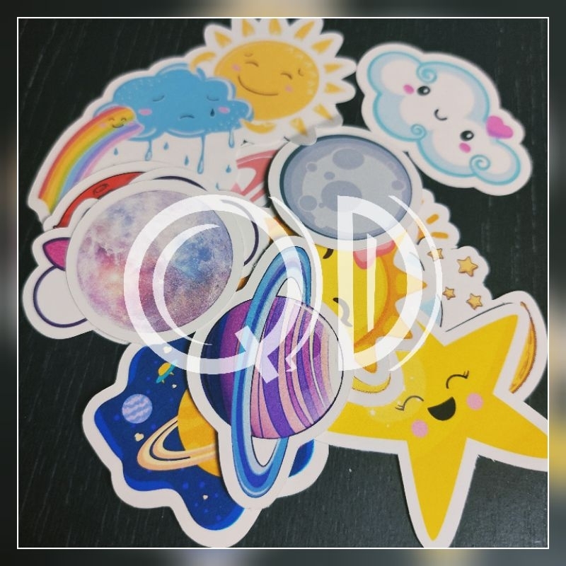 Jual isi 16 pcs stiker kertas planet langit sticker glossy murah planet ...