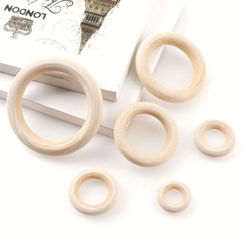 Jual Ring kayu macrame D 5 cm dan 4 cm natural solid wood rings ...