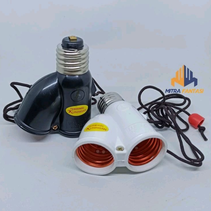 Jual Fitting Lampu Tarik Cabang 2 Fiting Ganda Double Dobel Tali Terminal Kuningan E27 | Shopee ...