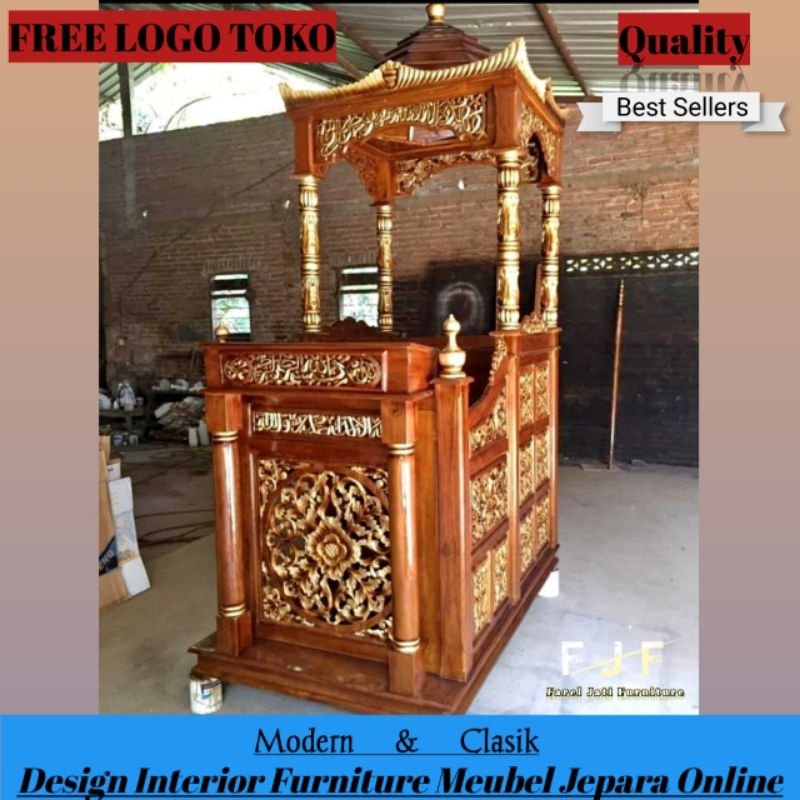 Jual Mimbar Masjid Minimalis Modern Kayu Jati Mimbar Kubah Dakwah ...