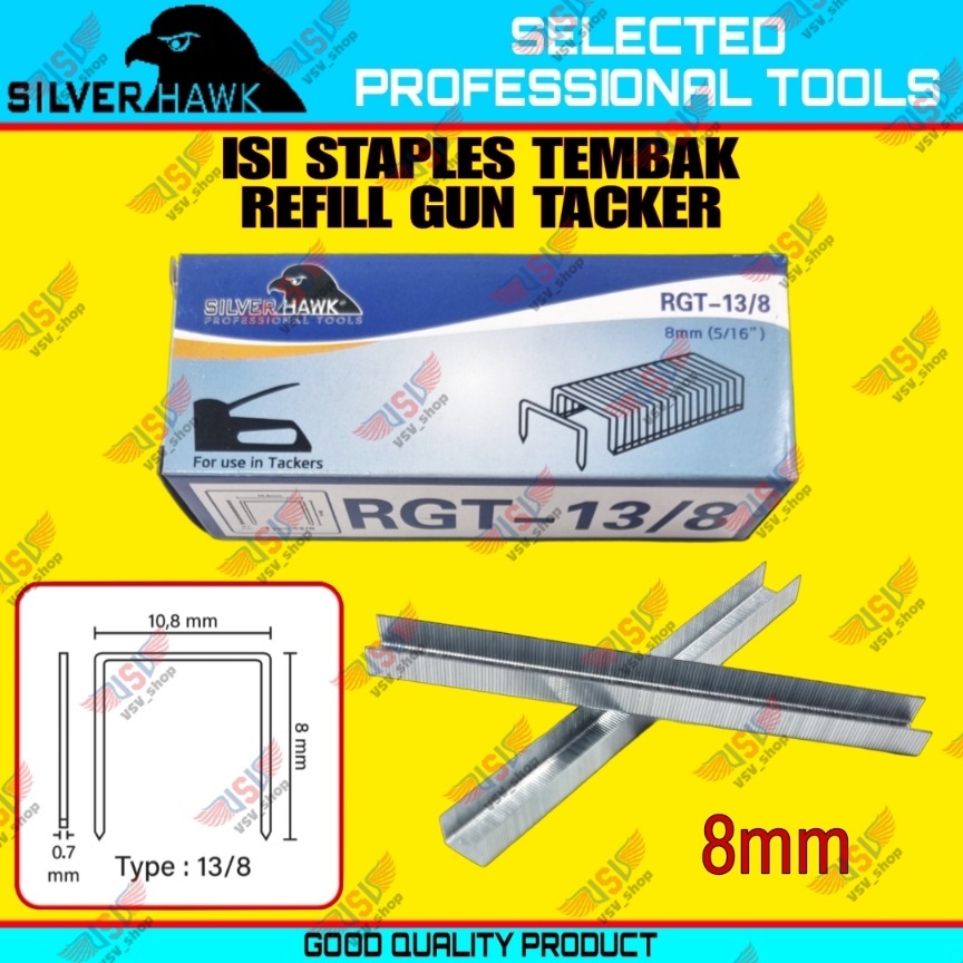 Jual ISI Staples gun 13/8 SilverHawk Refill Gun Tacker Stapler Staples ...