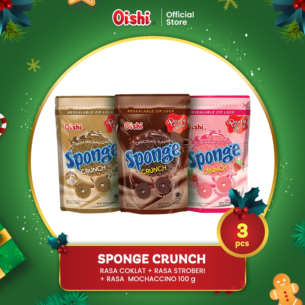 Jual Sponge Crunch Rasa Coklat + Stroberi + Mochaccino | Shopee Indonesia