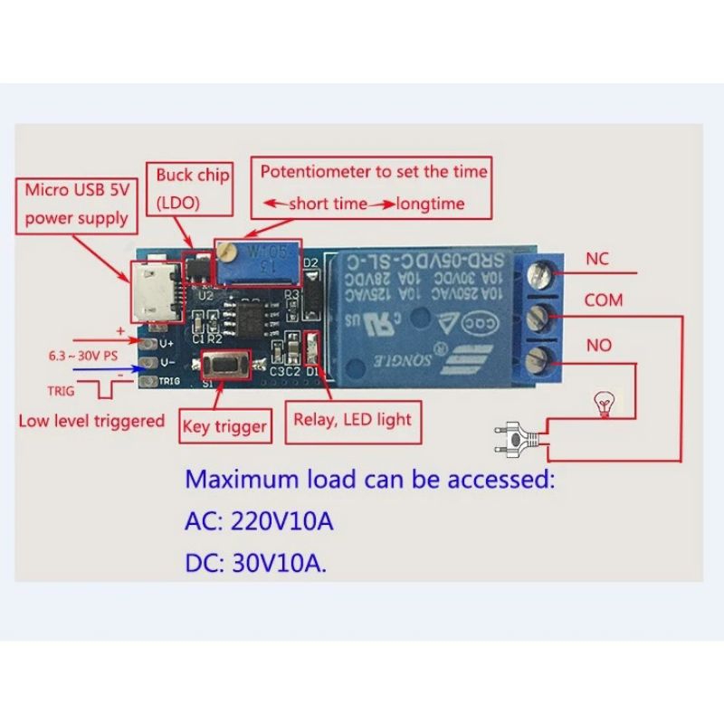 Jual relay delay timer 5V Ne555 micro usb | Shopee Indonesia