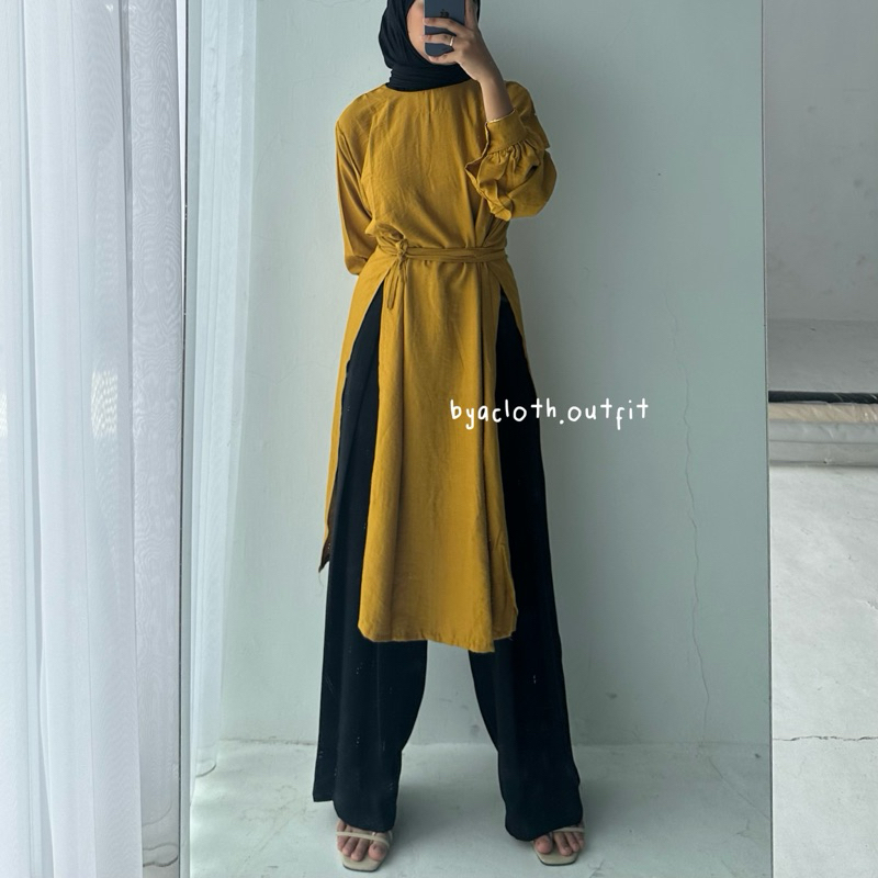 Jual Xavira Tunik Kemeja Oversize Linen Wanita Polo Shirt - Atasan ...