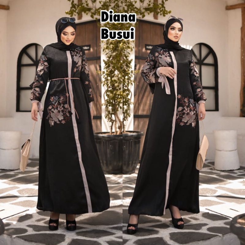 Jual Abaya Hitam Dress Maxi Dubai Diana Busui Gamis Bordir Zephy Best Seller | Shopee Indonesia
