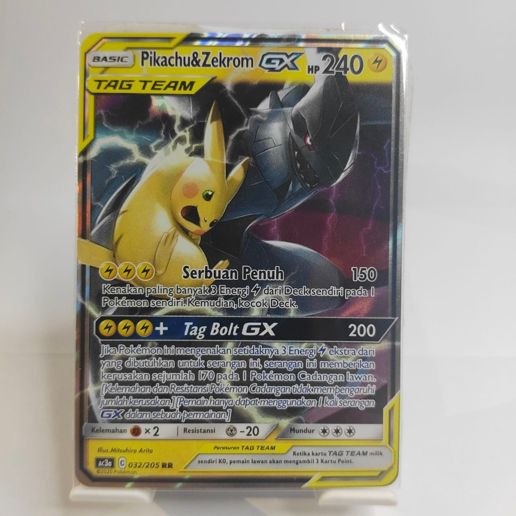 Jual Pikachu & Zekrom GX RR Ac3a 032/205 Kartu Pokemon | Shopee Indonesia