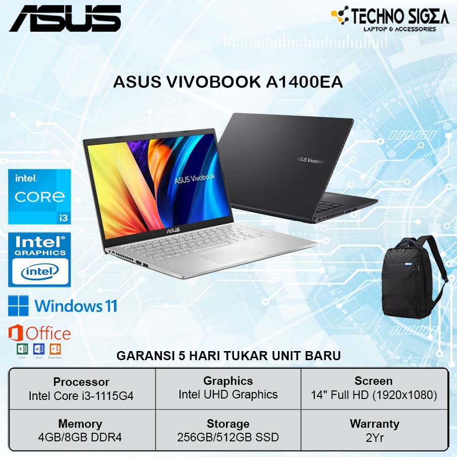 Jual ASUS Vivobook 14 A1400EA i3 1115G4 8GB 256GB 14.0 FHD | Shopee ...