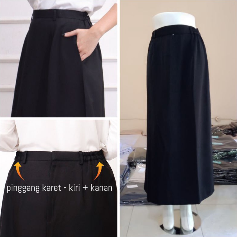 Jual D!skon Pr0mo ROK KERJA SEKOLAH HITAM PANJANG EL A LINE MAXI SKIRT ...