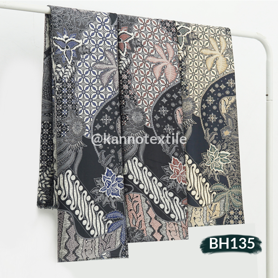 Jual KAIN BATIK HALUS SEMI SUTRA BH135 MOTIF BUNGA LIRIS WARNA BIRU ...