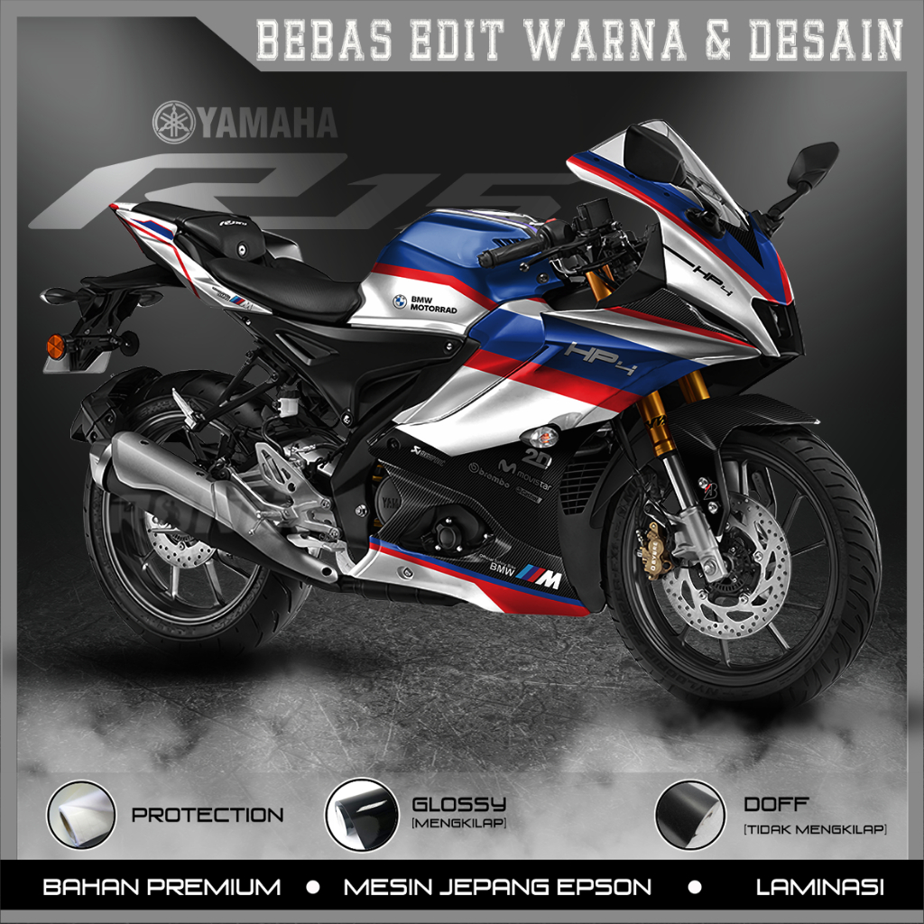 Jual Sticker Decal FULL BODY R15 v4 Motif BMW Livery White | Shopee ...