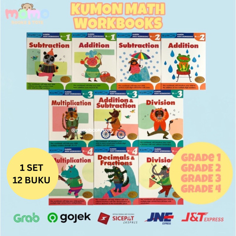 Jual [MOMO] 1 Set KUMON Math Workbook Grade 1 2 3 4 isi 10 | Buku ...