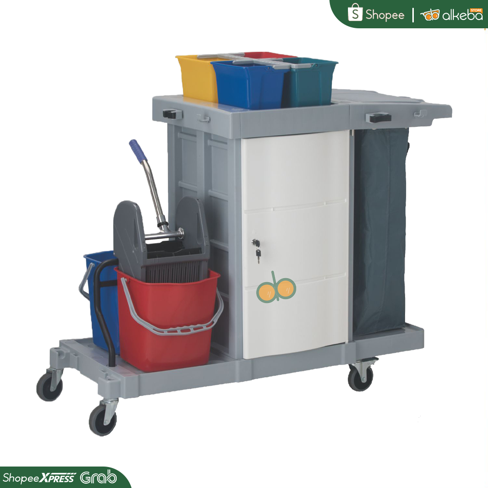 Jual Janitor Cart With Doors – Geo Trolley Troli Multifungsi dengan ...