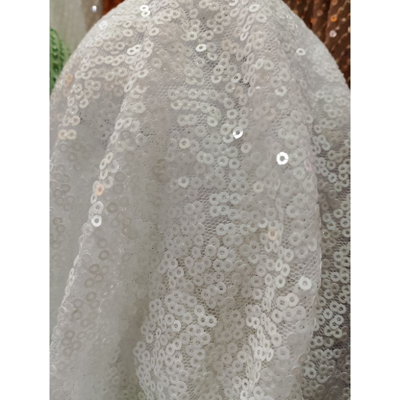Jual Bahan/Kain Payet Seribu/Sequin warna Putih | Shopee Indonesia