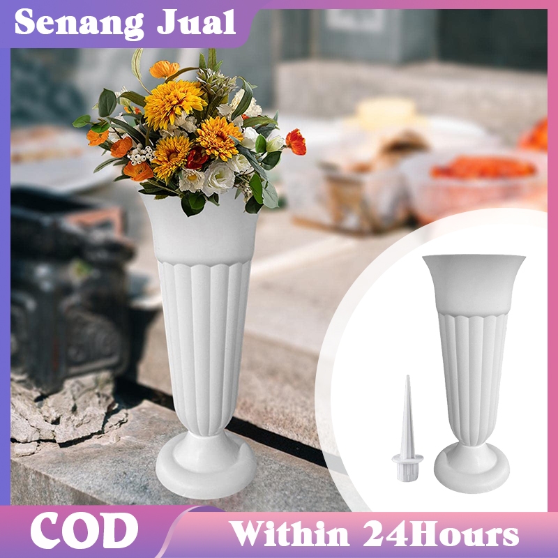 Jual 1Set Pot Vas Bunga Plastik Tinggi Vas Bunga Hias Vas Bunga Kuburan ...