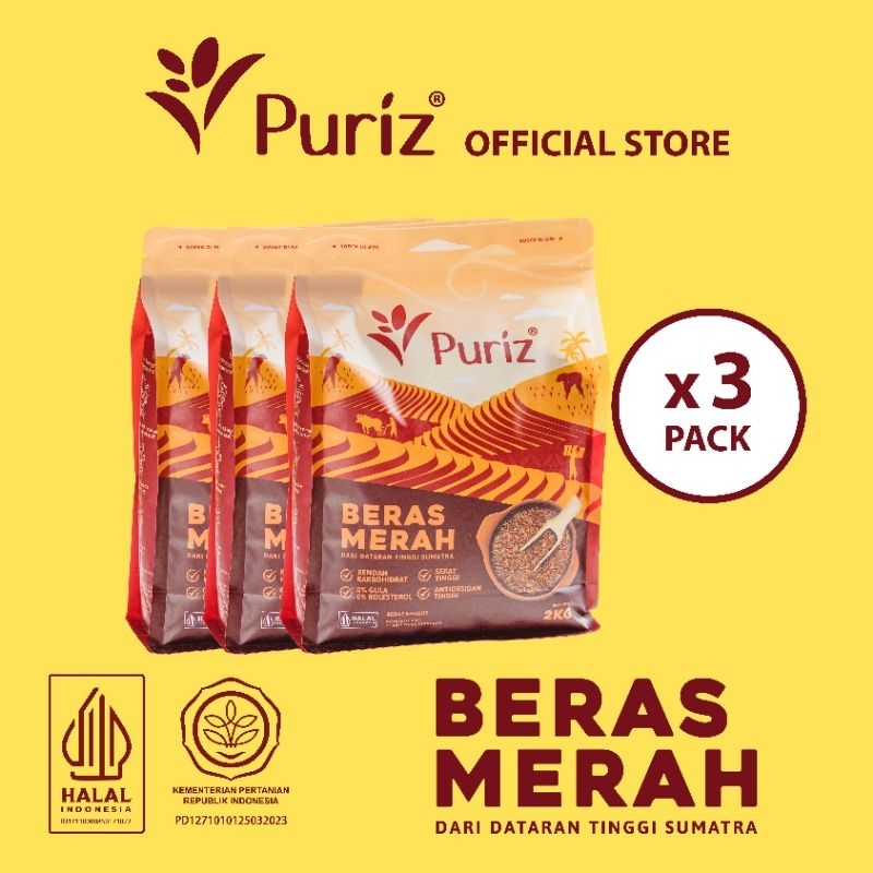 Jual PURIZ Beras Merah - 2kg x 3 Pack | Shopee Indonesia