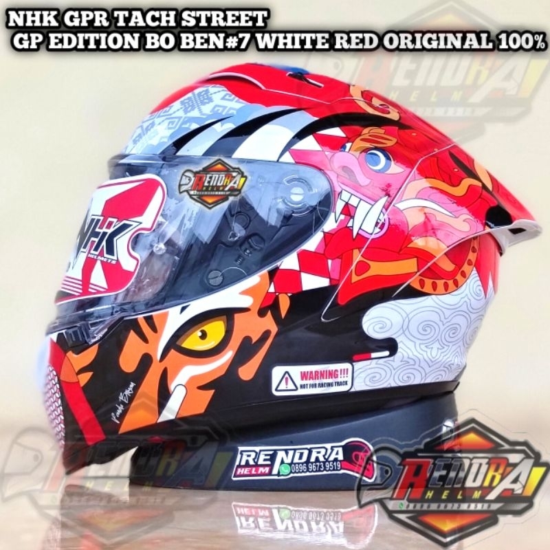 Jual Helm NHK GPR TACH STREET MOTIF BO BEN #7 WHITE RED | Shopee Indonesia