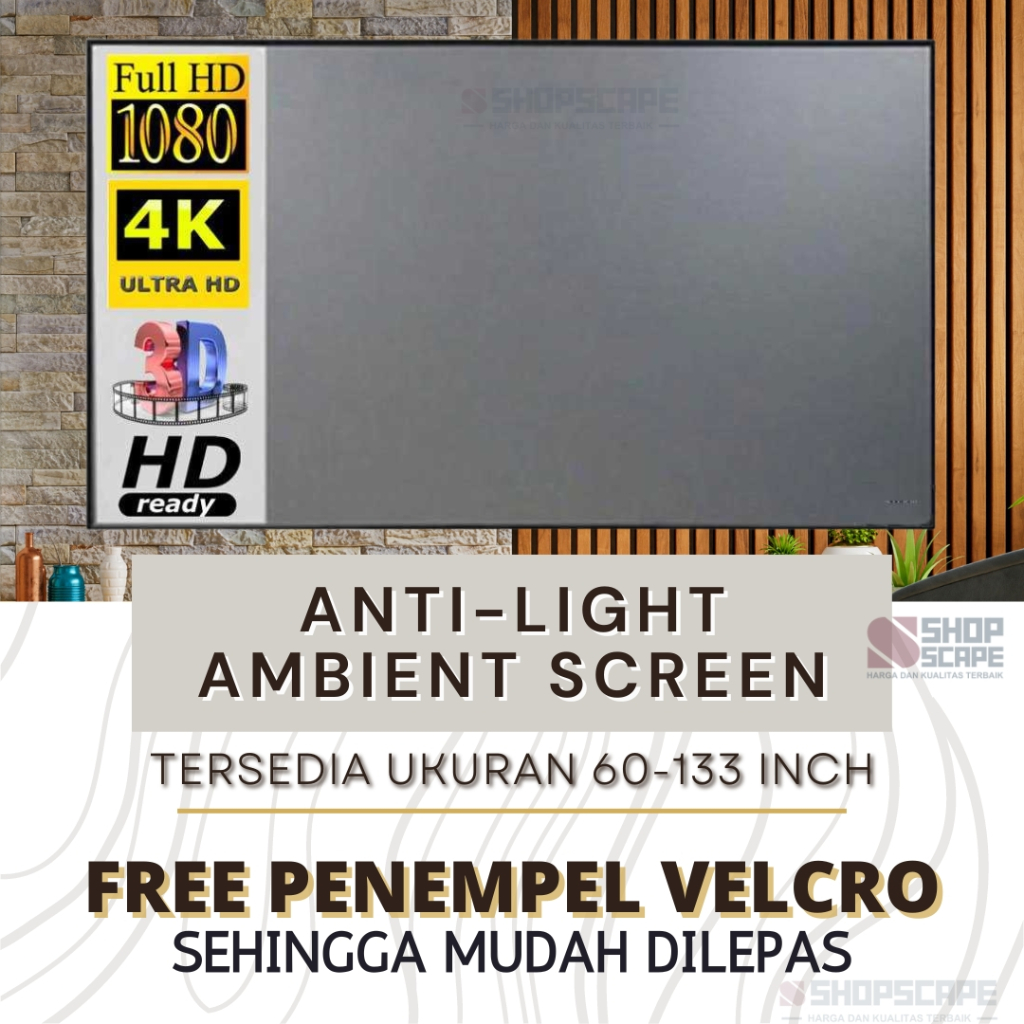 Jual Kain Layar Proyektor 60 - 133 Inch Wall Screen Projector 16:9 ...