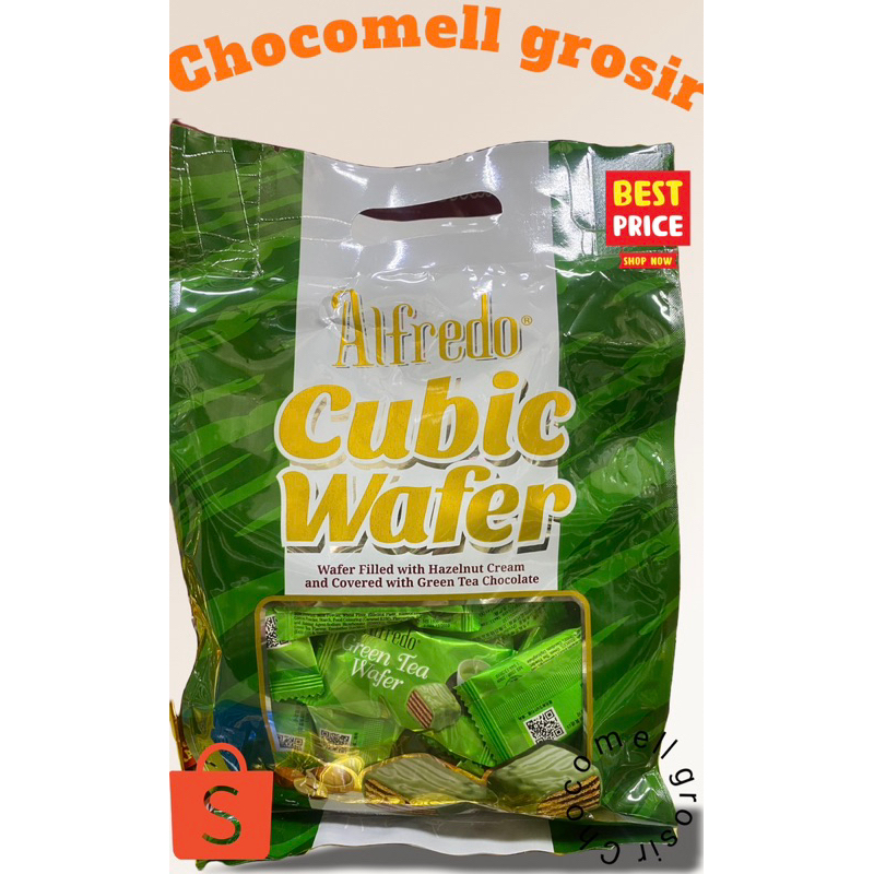 Jual Alfredo Cubic Wafer Hazelnut milk/dark/greentea 270g | Shopee ...