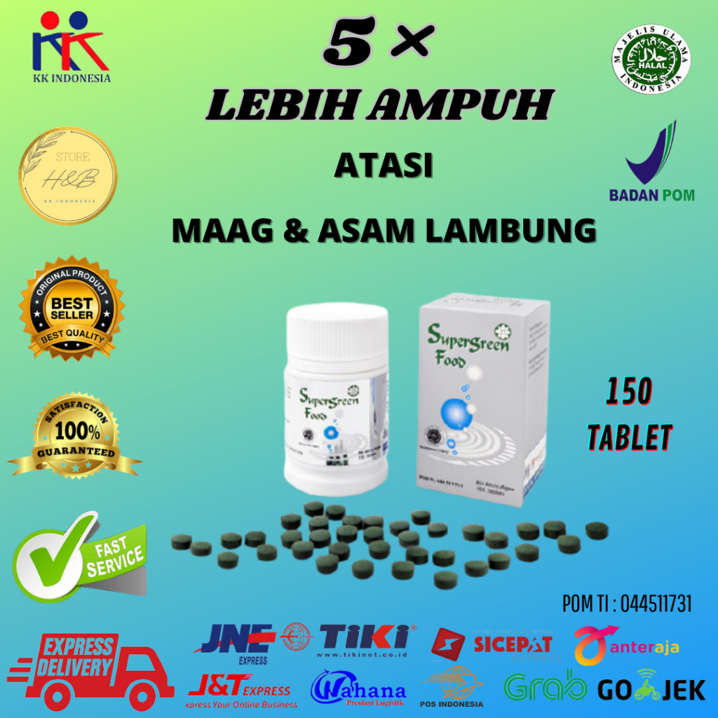 Jual SUPLEMEN KESEHATAN SUPERGREEN FOOD 150 Tabs Chlorella Spirulina ...