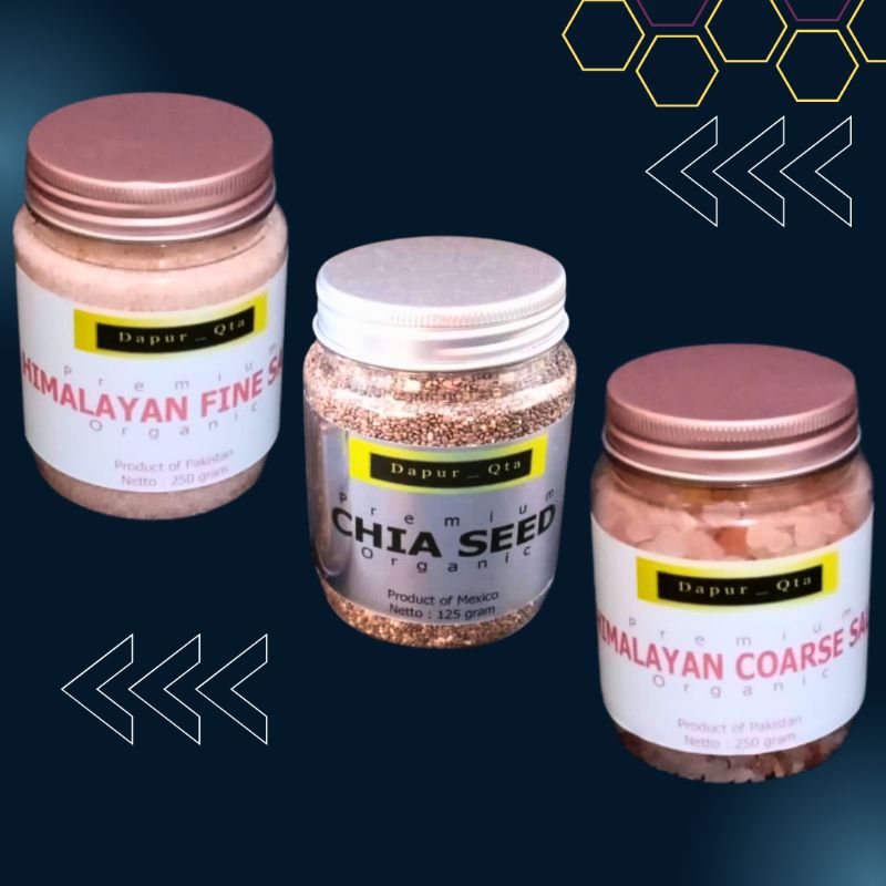 Jual Paket Promo 3 in 1 ; Chia Seed, Garam Himalaya Kasar, Garam ...