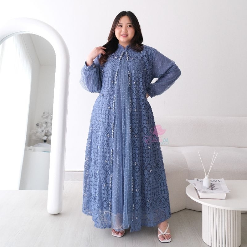 Jual Gamis Jumbo Dress Brukat Big Size Premium Violeta Mutiara LD 120 130 140 150 cm | Shopee ...