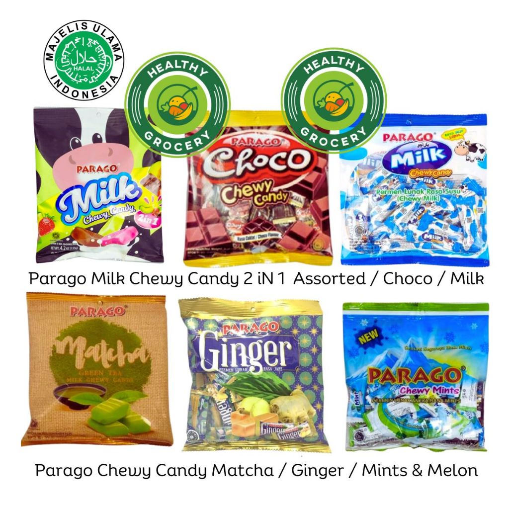Jual Parago Chewy Candy Matcha / Milk / Choco / Mints & Melon ...