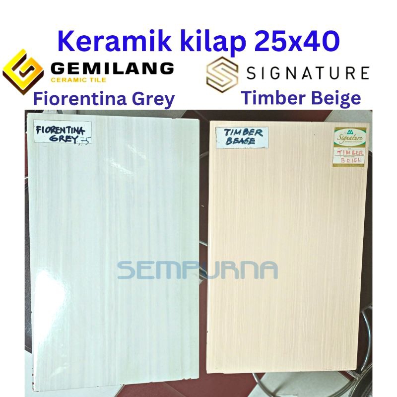 Jual Keramik ubin dinding tembok kilap 25x40 KW1 cream abu Gemilang ...