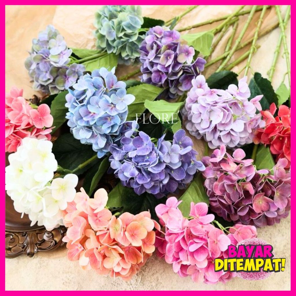 Jual Bunga Hydrangea Latex Artificial/Bunga Hydrangea 1 Tangkai Jumbo ...