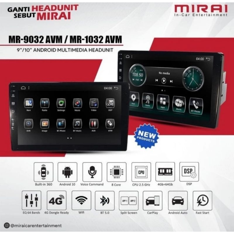Jual Head unit android Mirai MR 9032 AVM ram 4/128 GB - mr 9032 avm 9 inch | Shopee Indonesia
