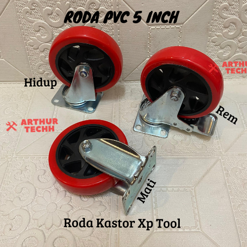Jual Roda PVC 5" Inch (Mati Hidup Rem) Roda Kastor Troli Wheel Gerobak ...