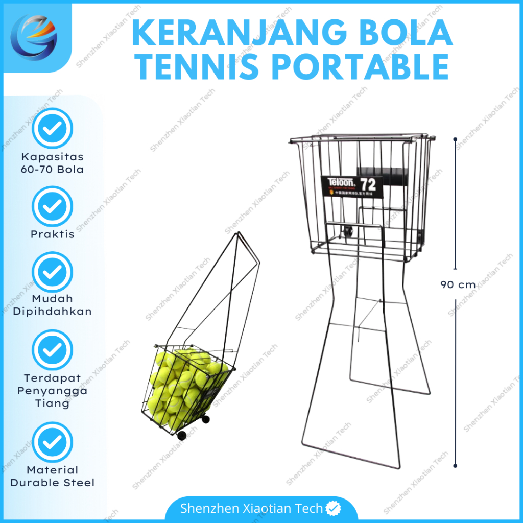 Jual Keranjang Bola Tenis Kapasitas 60-70 Bola | Tennis Ball Hopper ...