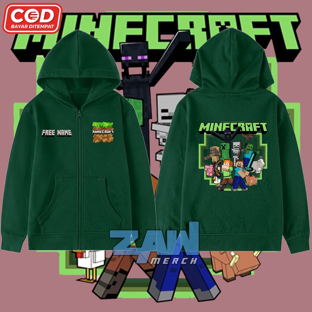 Jual Jaket Hoodie Zipper Anak Minecraft / Jaket Resleting Anak Game ... Jual Jaket Hoodie Zipper Anak Minecraft / Jaket Resleting Anak Game ...