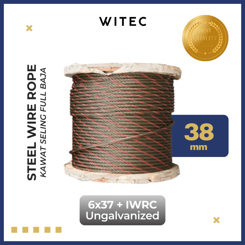 Jual Kawat Seling 38mm 6x37 IWRC Ungalv Full Baja | Wire Rope Ungalvanized | Shopee Indonesia