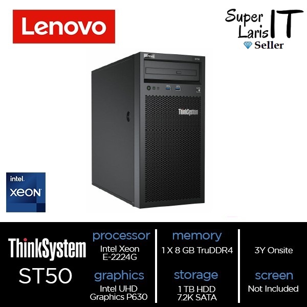 Jual Server Lenovo ThinkSystem ST50 V2 Xeon E-2324G 8GB 1TB PC/Komputer ...