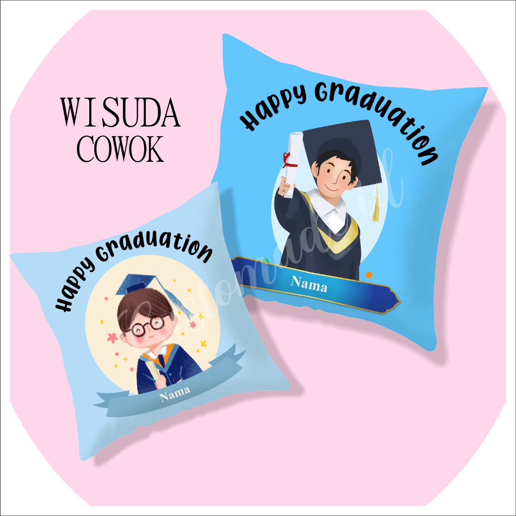Jual Bantal Wisuda Cowok 25x25cm / Bantal Custom / Kado Wisuda ...