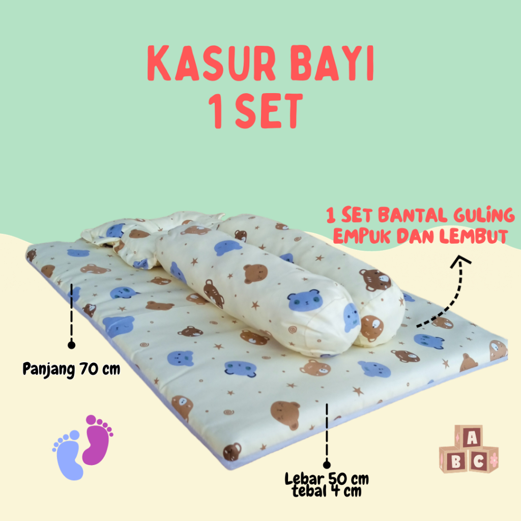 Jual Kasur Matras Bayi set bantal peyang bayi dan 2 guling / kasur bayi ...