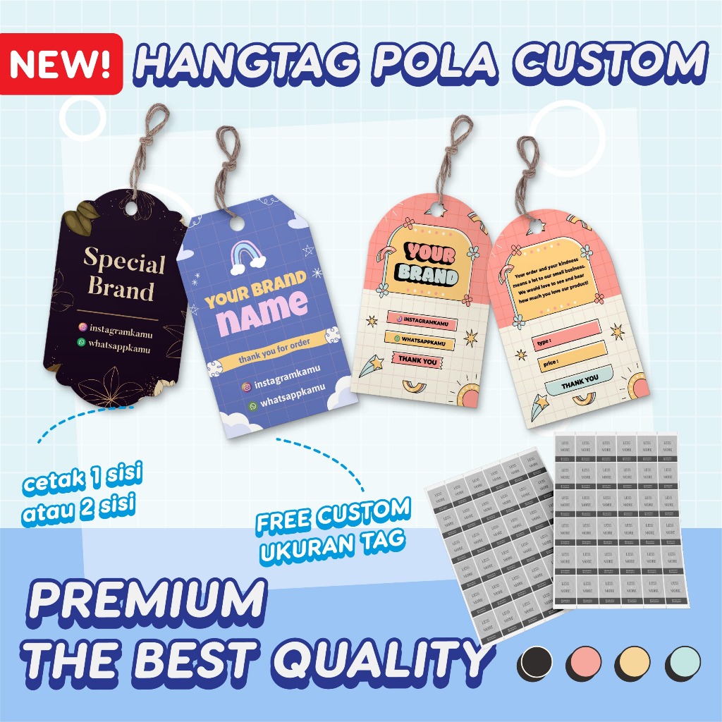 Jual HangTag Baju Custom Cutting Pola A3 1 Sisi | Cetak Hang Tag Label ...